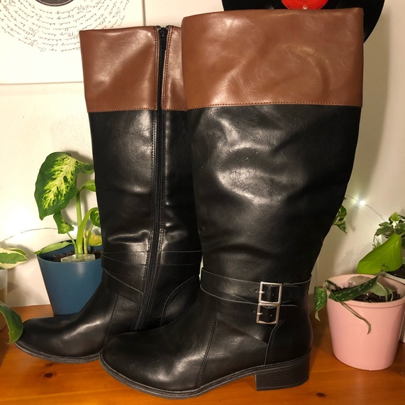 Arizona Jean Company | Shoes | Black And Brown Colorblock Knee High ...